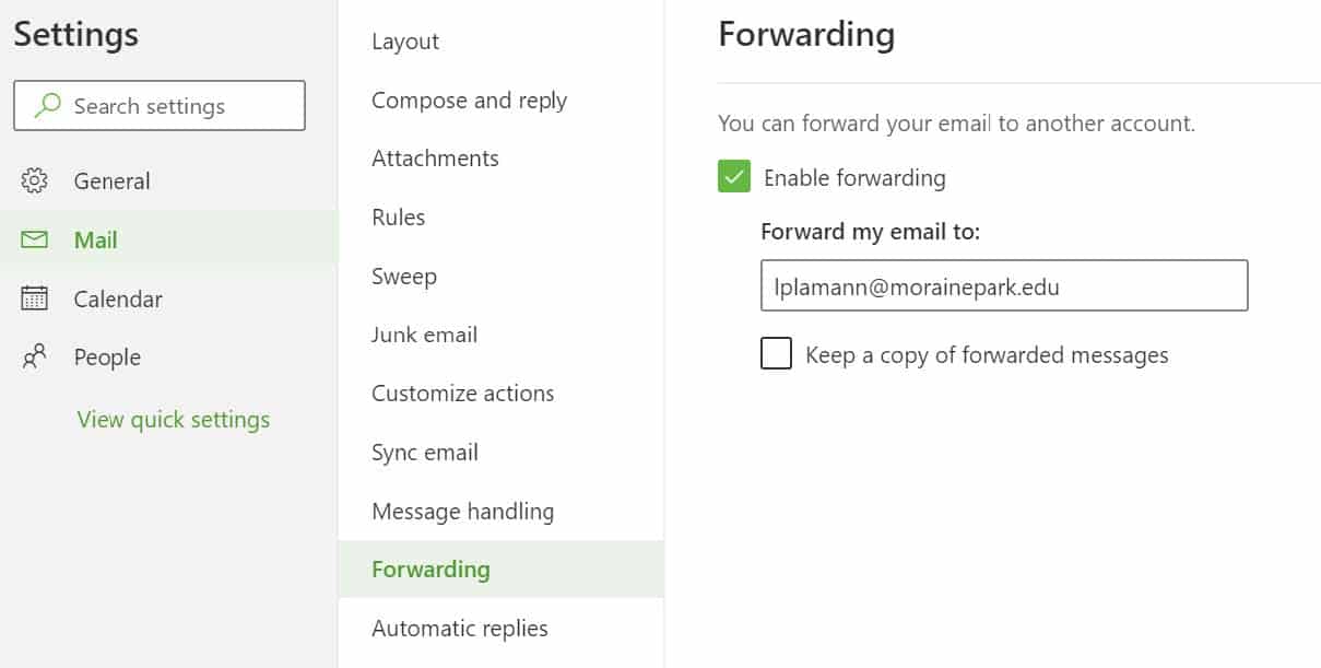 Forwarding Student Email to Primary College Email Account - Moraine ...